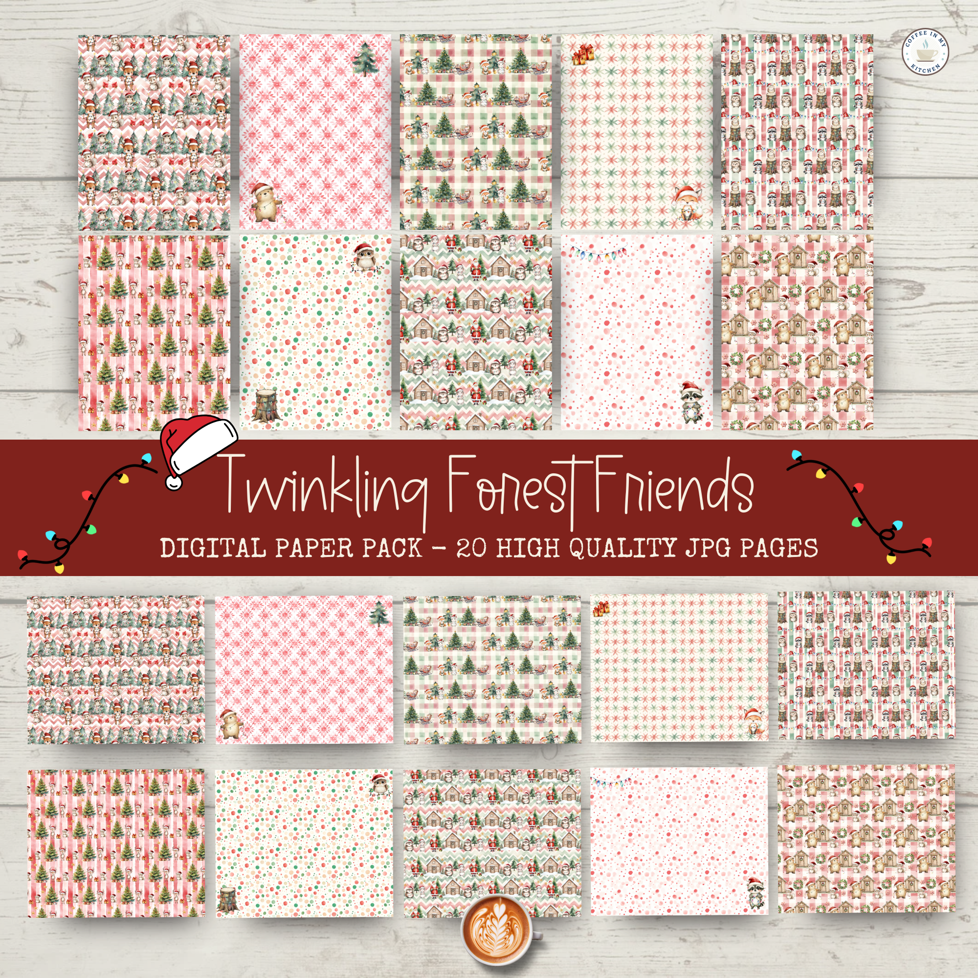 Twinkling Forest Friends Digital Paper Pack {DIGITAL DOWNLOAD} – Coffee ...