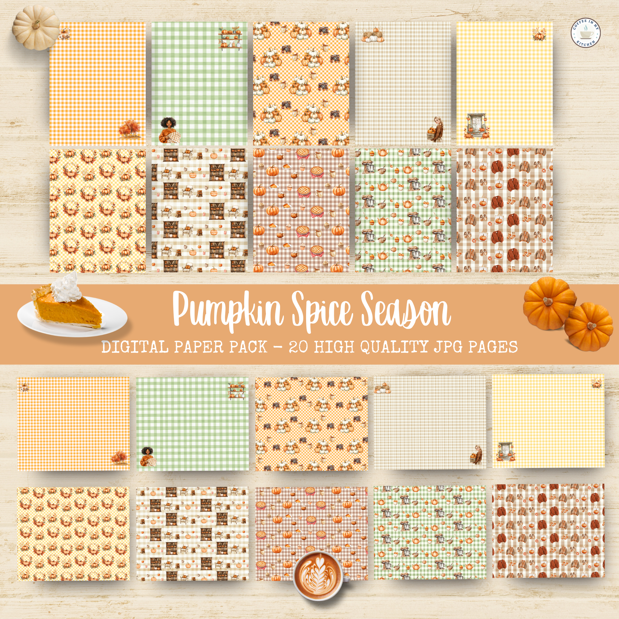 Pumpkin Spice Season Digital Paper Pack {DIGITAL DOWNLOAD} – Coffee in ...