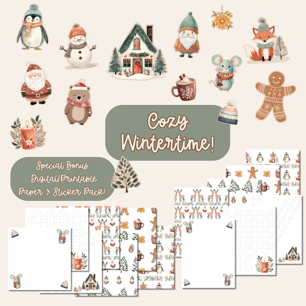 "Cozy Wintertime" Digital/Printable Paper & Sticker Pack – Coffee in My ...